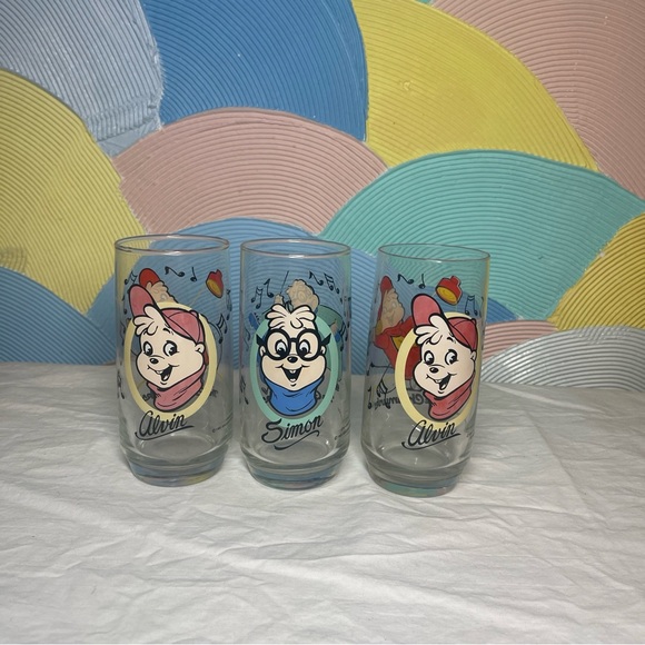 Kitchen | Vintage 1985 Alvin And Simon Drinking Glasses Set Of 3 ...